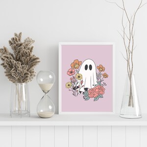Printable Ghost Halloween Poster Pink Girly Halloween Art - Etsy