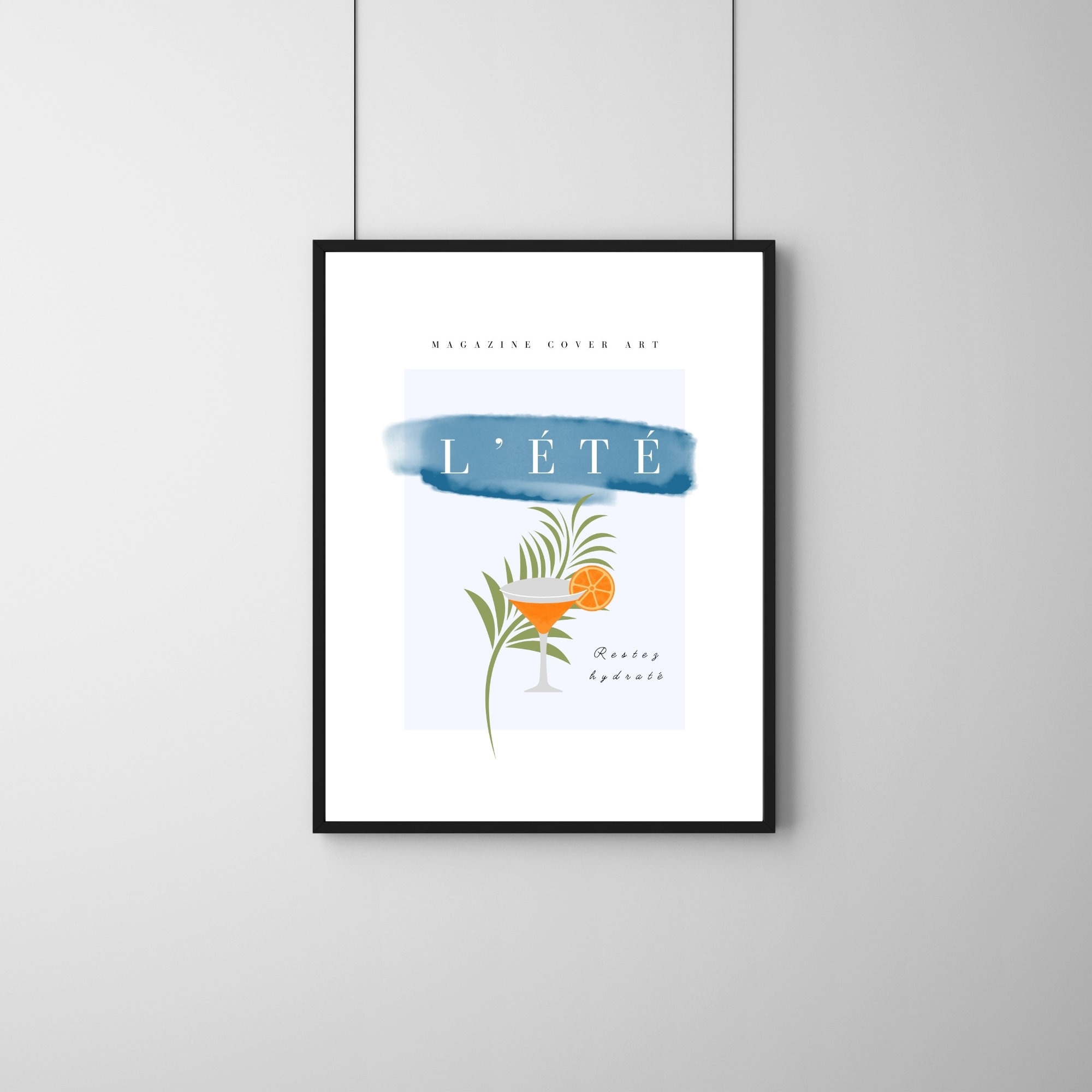 Summer Magazine Cover Art Print, French Poster, INSTANT DOWNLOAD ...