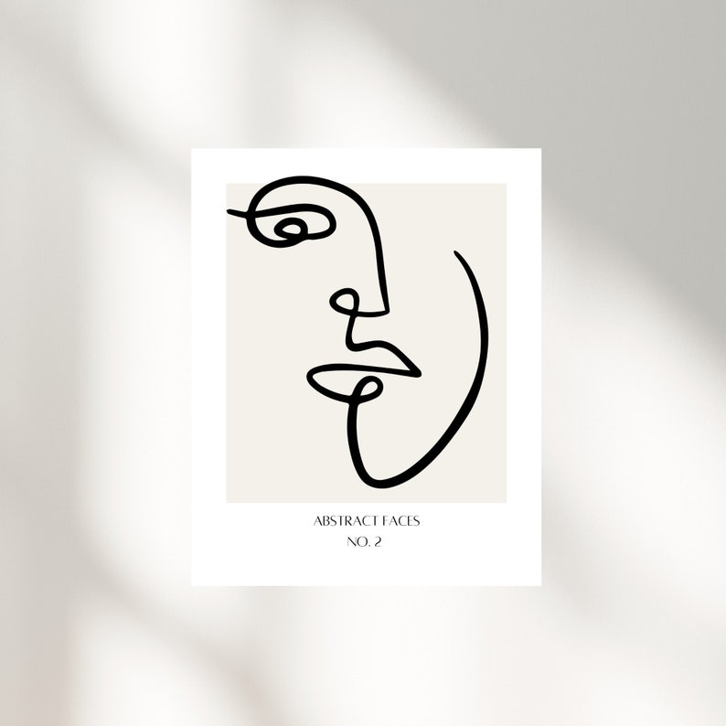 Abstract Faces No. 2 Modern Art Print, Portrait Line Drawing, Printable ...