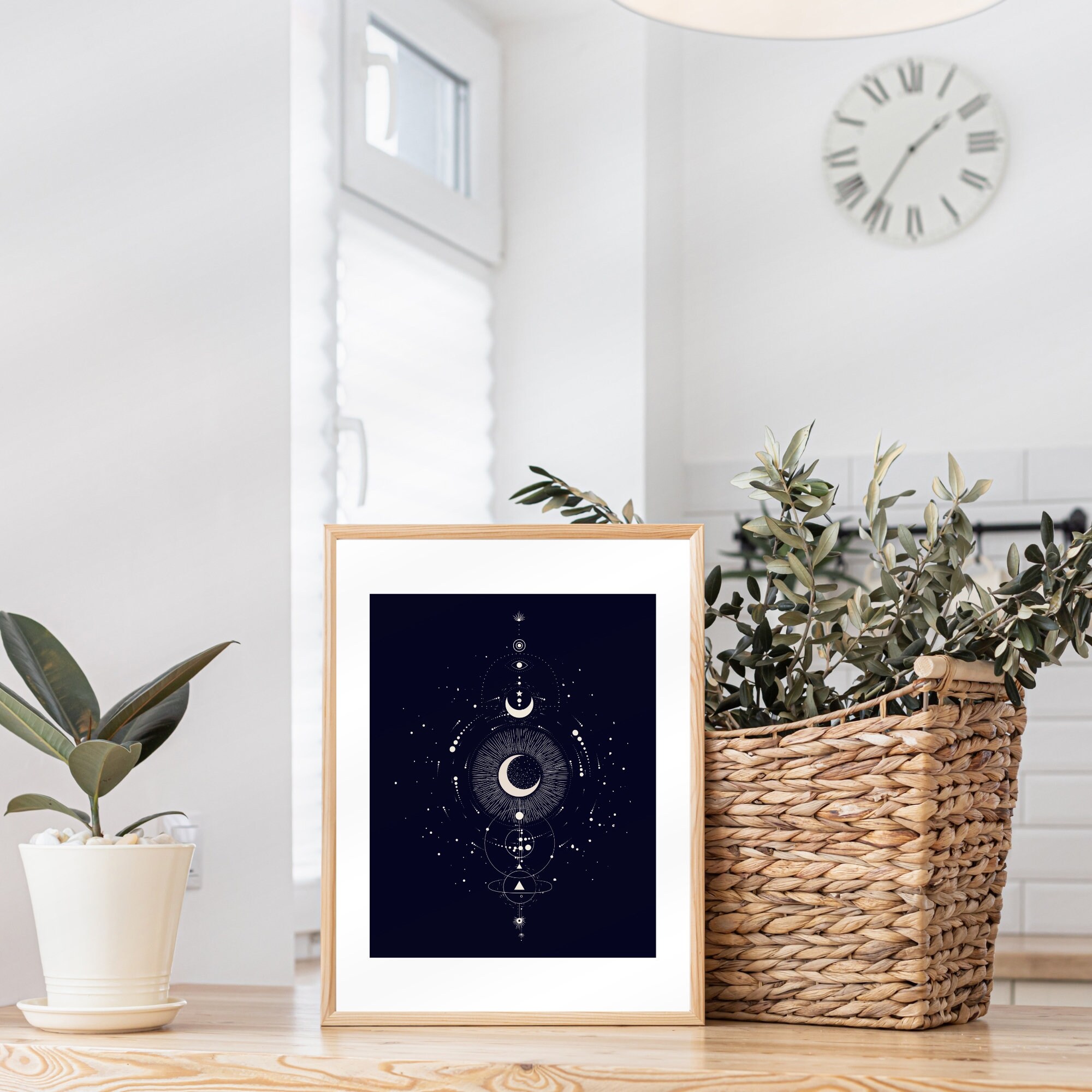Celestial Astrology Poster, Moon and Stars Wall Art, Constellation ...