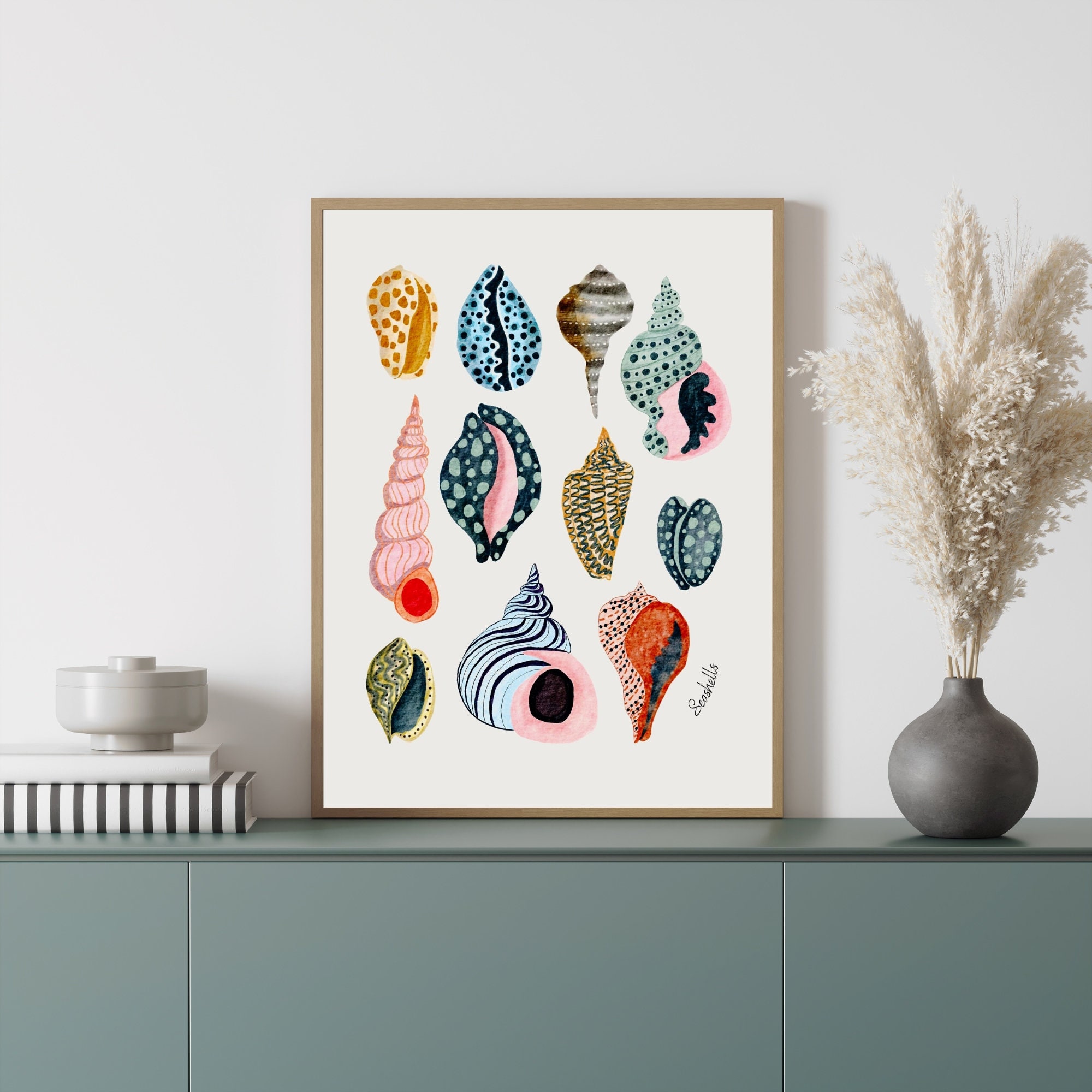 Seashell Collection Digital Art Print, INSTANT DOWNLOAD, Watercolour ...