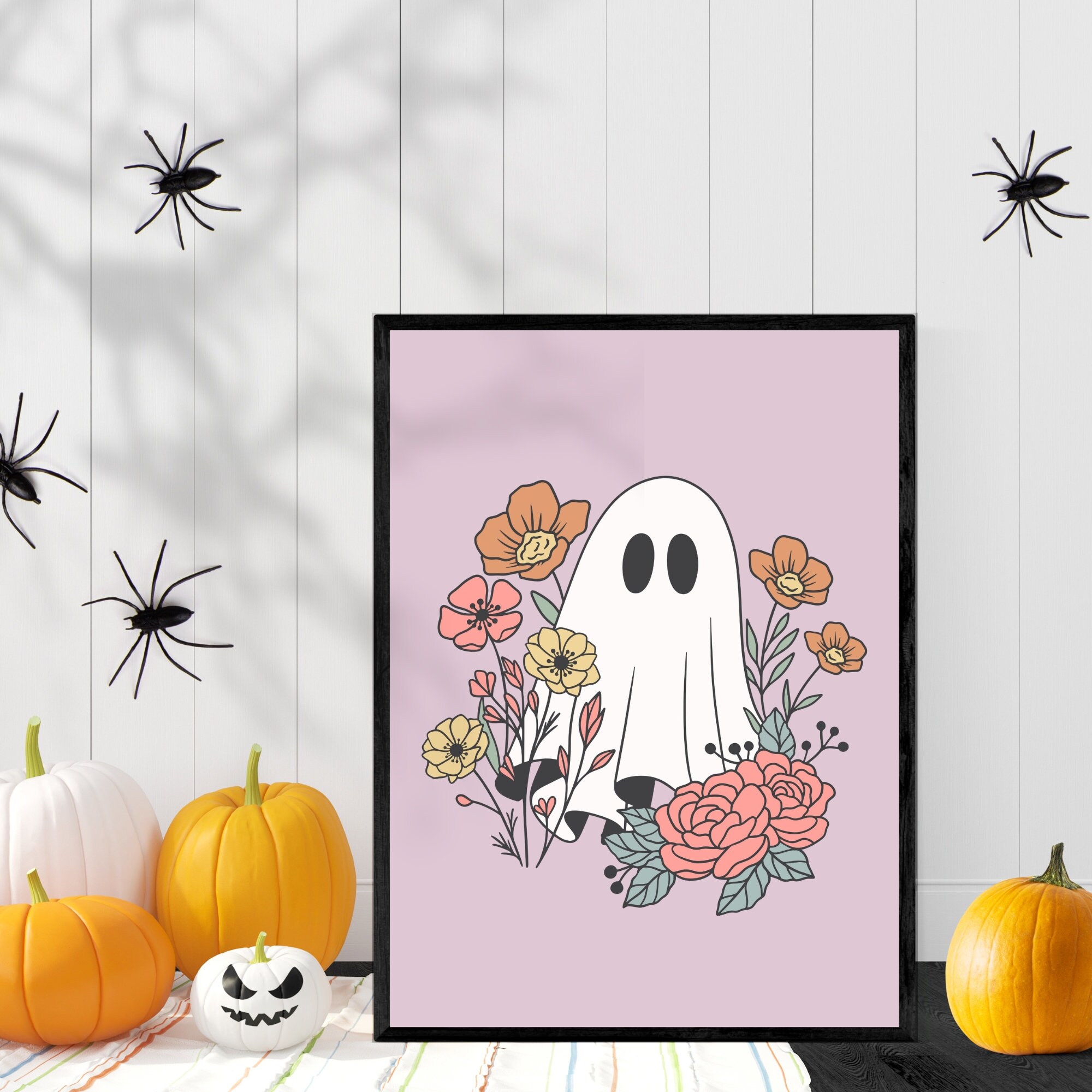 Printable Ghost Halloween Poster Pink Girly Halloween Art - Etsy