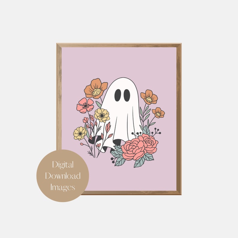 Printable Ghost Halloween Poster Pink Girly Halloween Art - Etsy