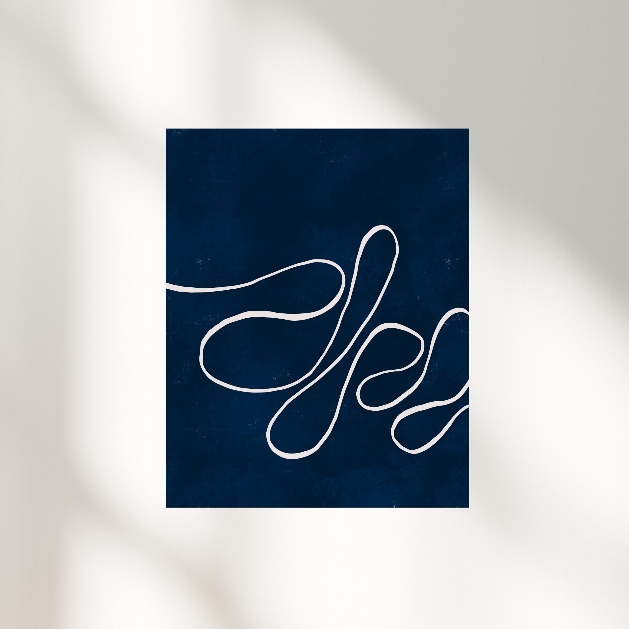 Navy Blue Line Art Print, INSTANT DOWNLOAD, Minimalist Line Art Digital ...