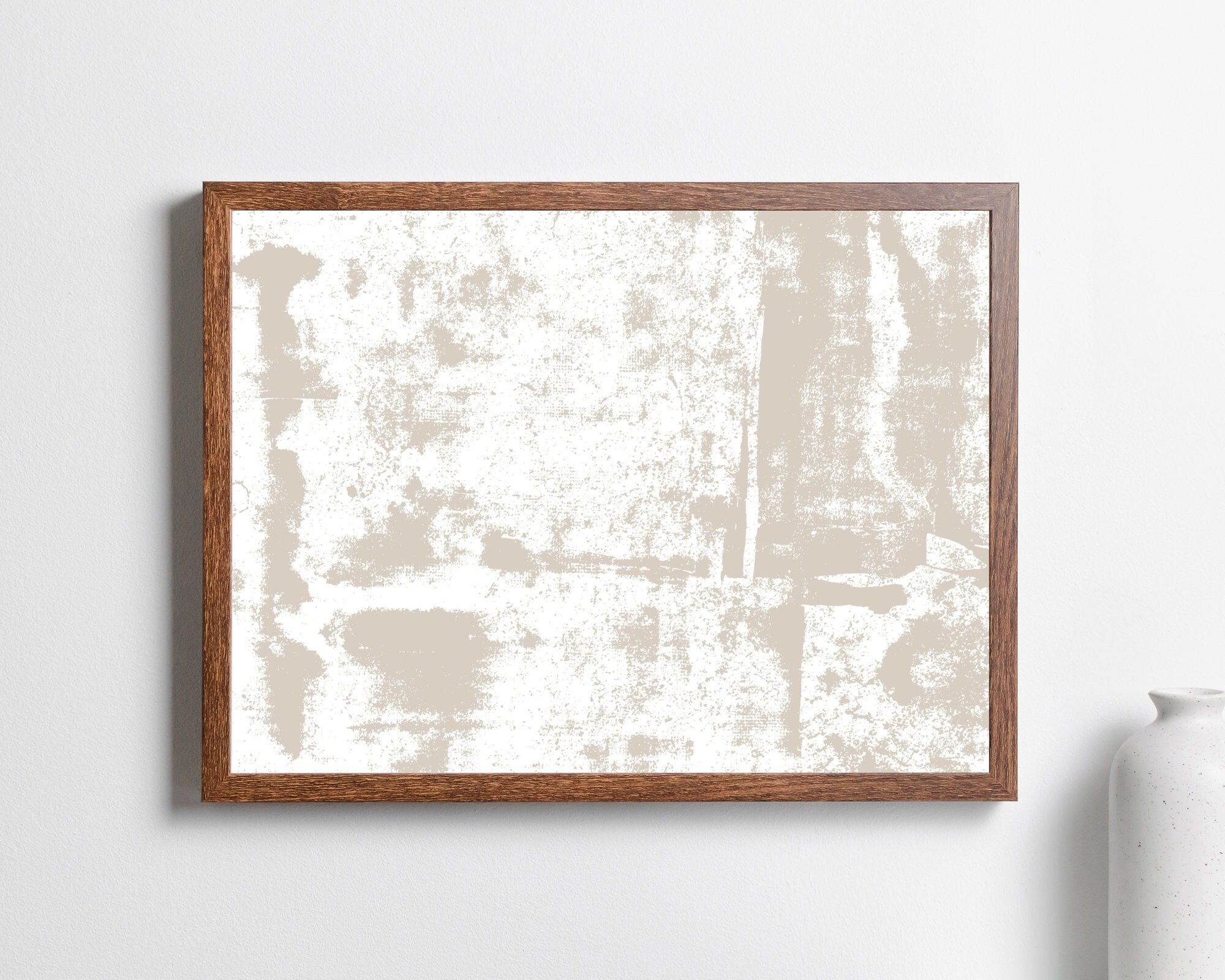 White Beige Texture Art Print, Abstract Neutral Brush Stroke Art ...