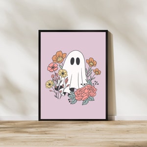 Printable Ghost Halloween Poster Pink Girly Halloween Art - Etsy