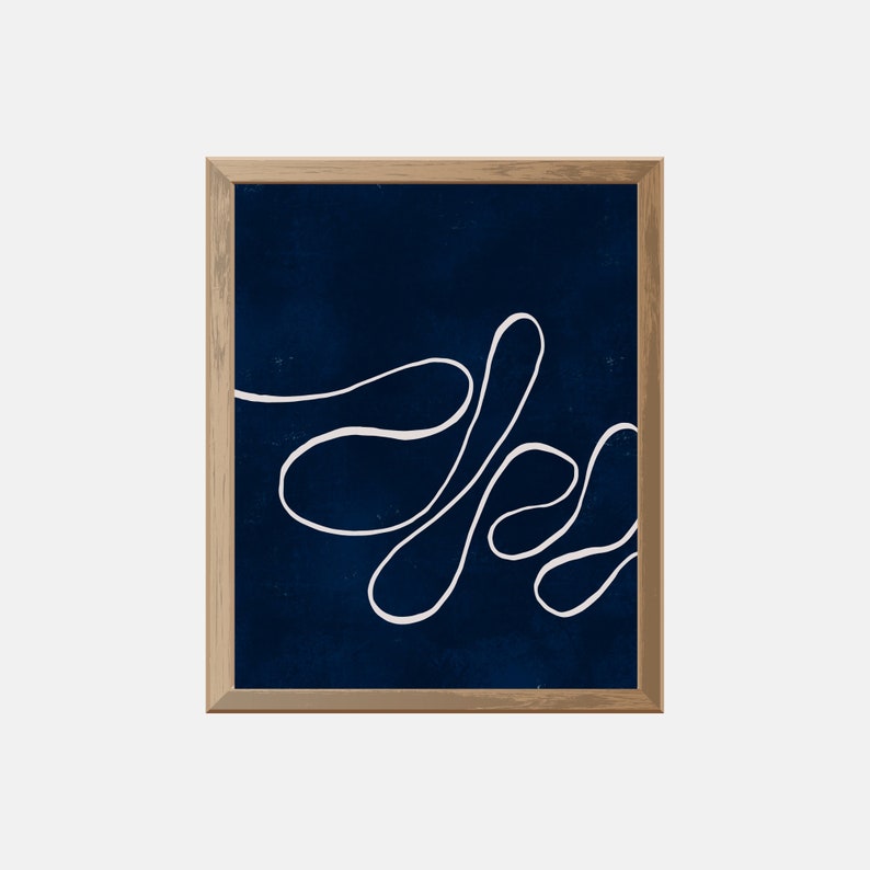 Navy Blue Line Art Print INSTANT DOWNLOAD Minimalist Line - Etsy UK