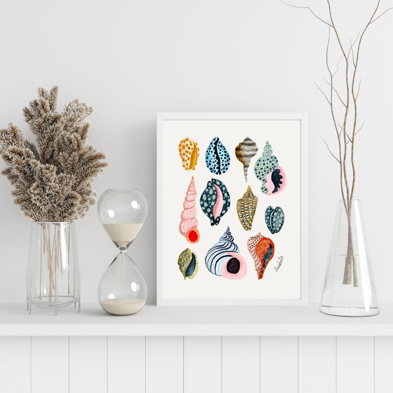 Seashell Collection Digital Art Print, INSTANT DOWNLOAD, Watercolour ...