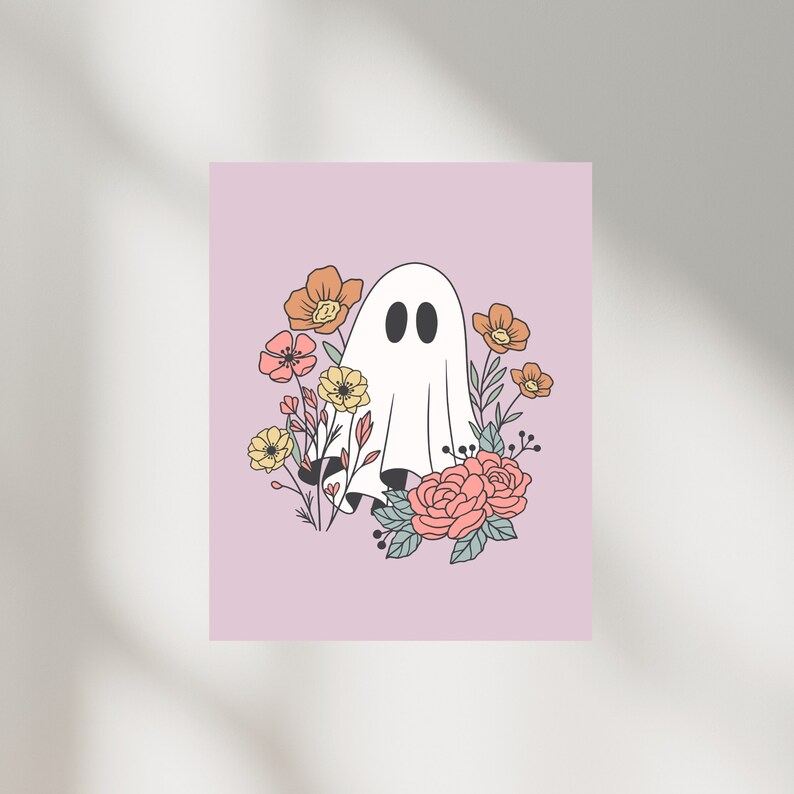Printable Ghost Halloween Poster Pink Girly Halloween Art - Etsy