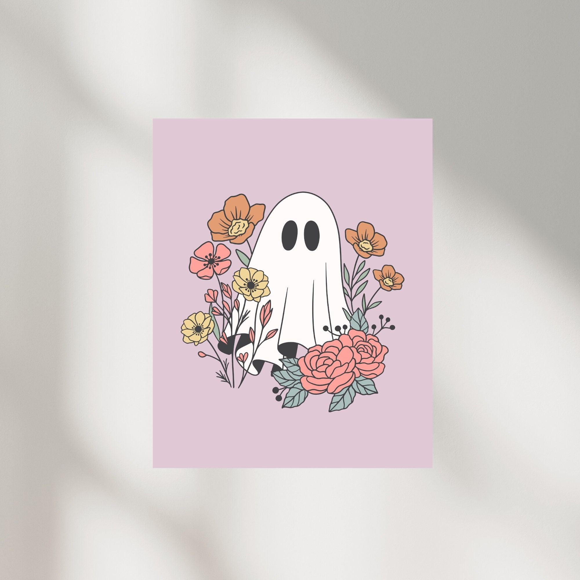 Printable Ghost Halloween Poster Pink Girly Halloween Art - Etsy