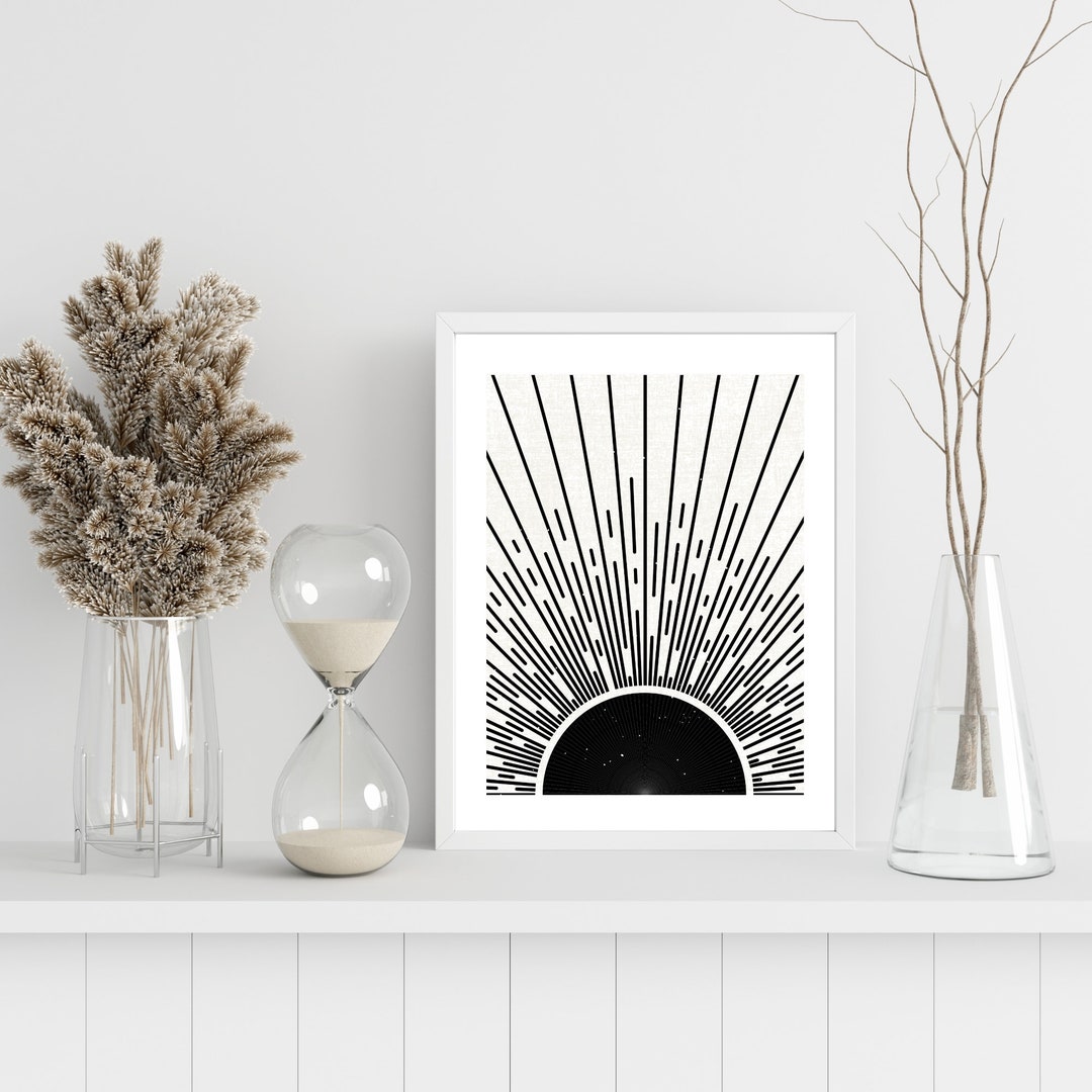 Sunrise Celestial Modern Art Print, Geometric Sunset Printable Poster ...