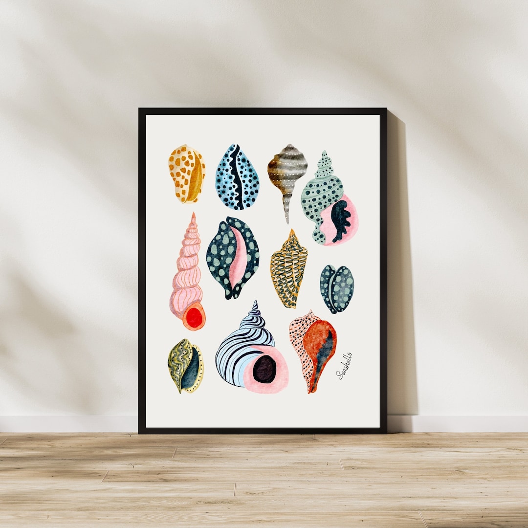 Seashell Collection Digital Art Print, INSTANT DOWNLOAD, Watercolour ...