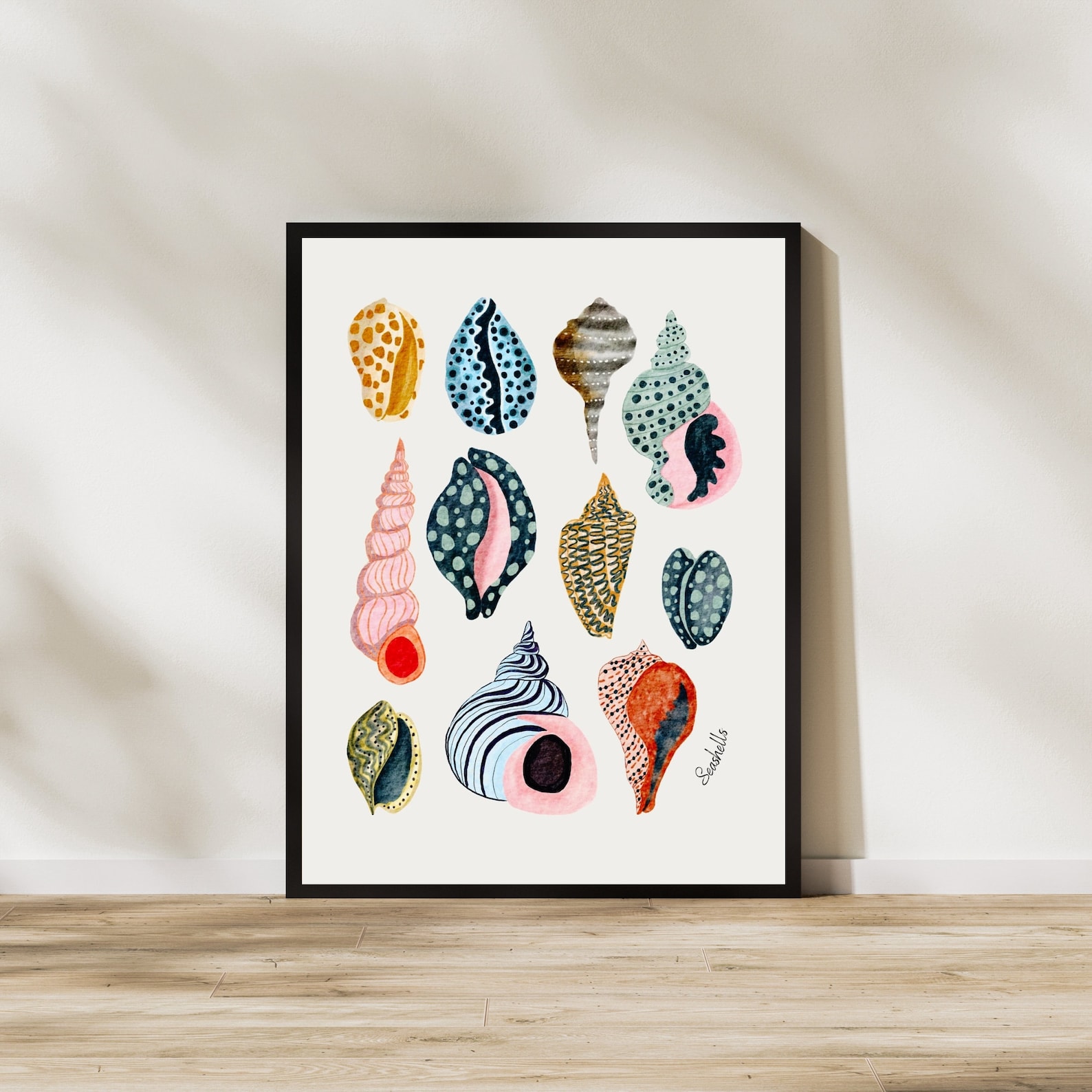 Seashell Collection Digital Art Print, INSTANT DOWNLOAD, Watercolour ...