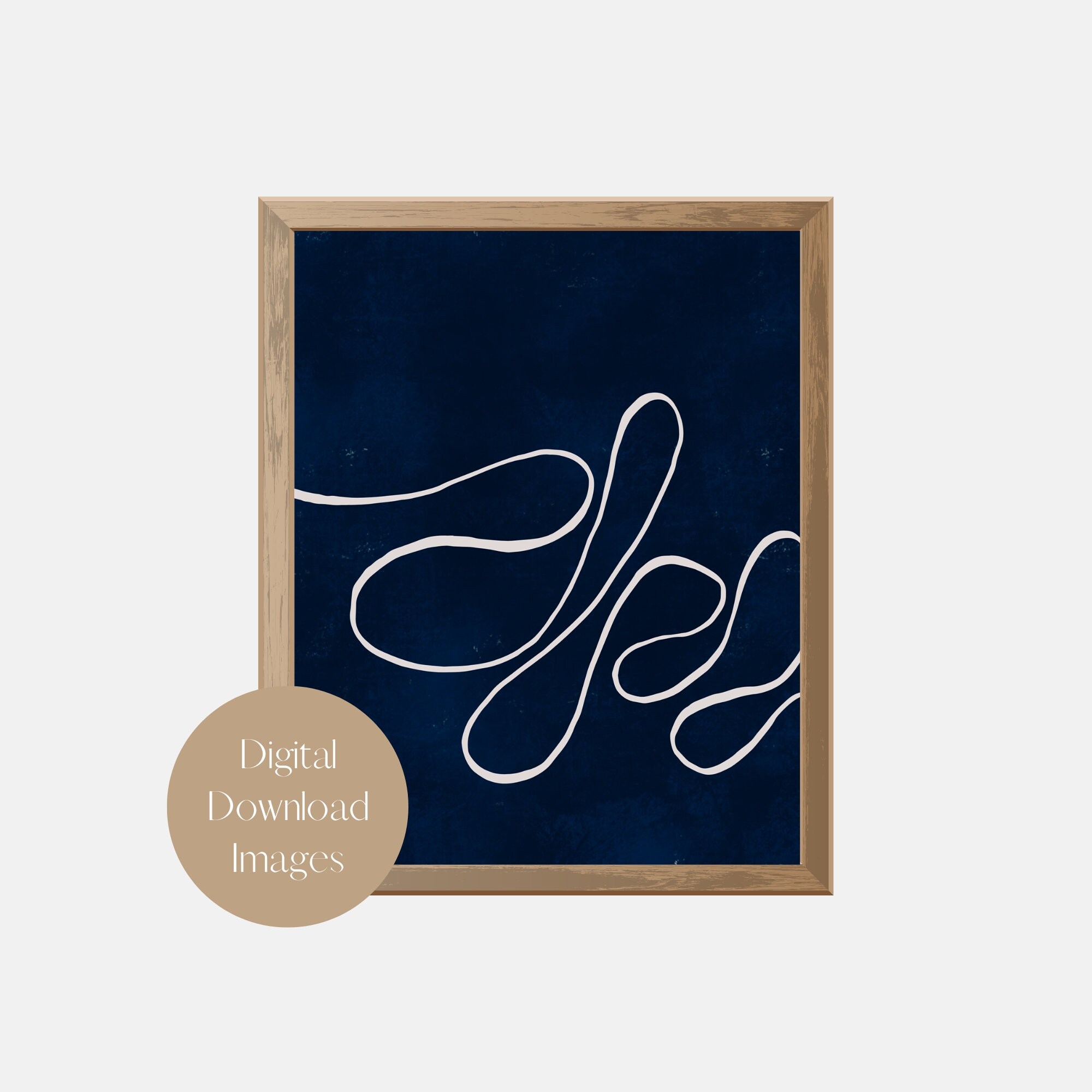 Navy Blue Line Art Print, INSTANT DOWNLOAD, Minimalist Line Art Digital ...