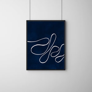 Navy Blue Line Art Print, INSTANT DOWNLOAD, Minimalist Line Art Digital ...