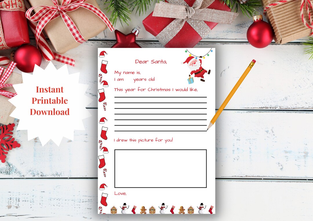 Letter to Santa Printable Childs Letter to Santa Santa - Etsy
