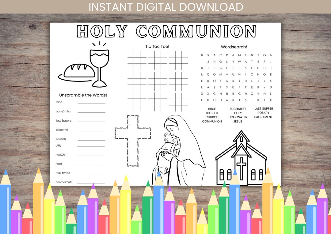 Holy Communion Activity Placemat, Printable Holy Communion Word Search ...