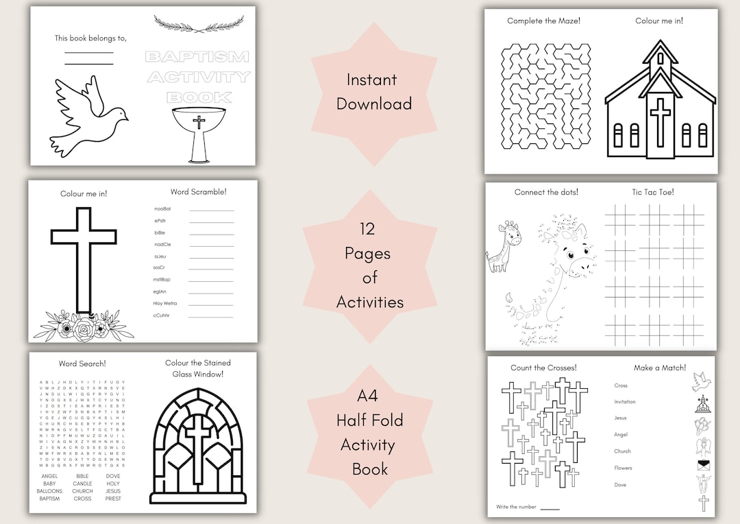 Kids Baptism Activity Book, Colouring & Activity Book for Kids, Baptism ...