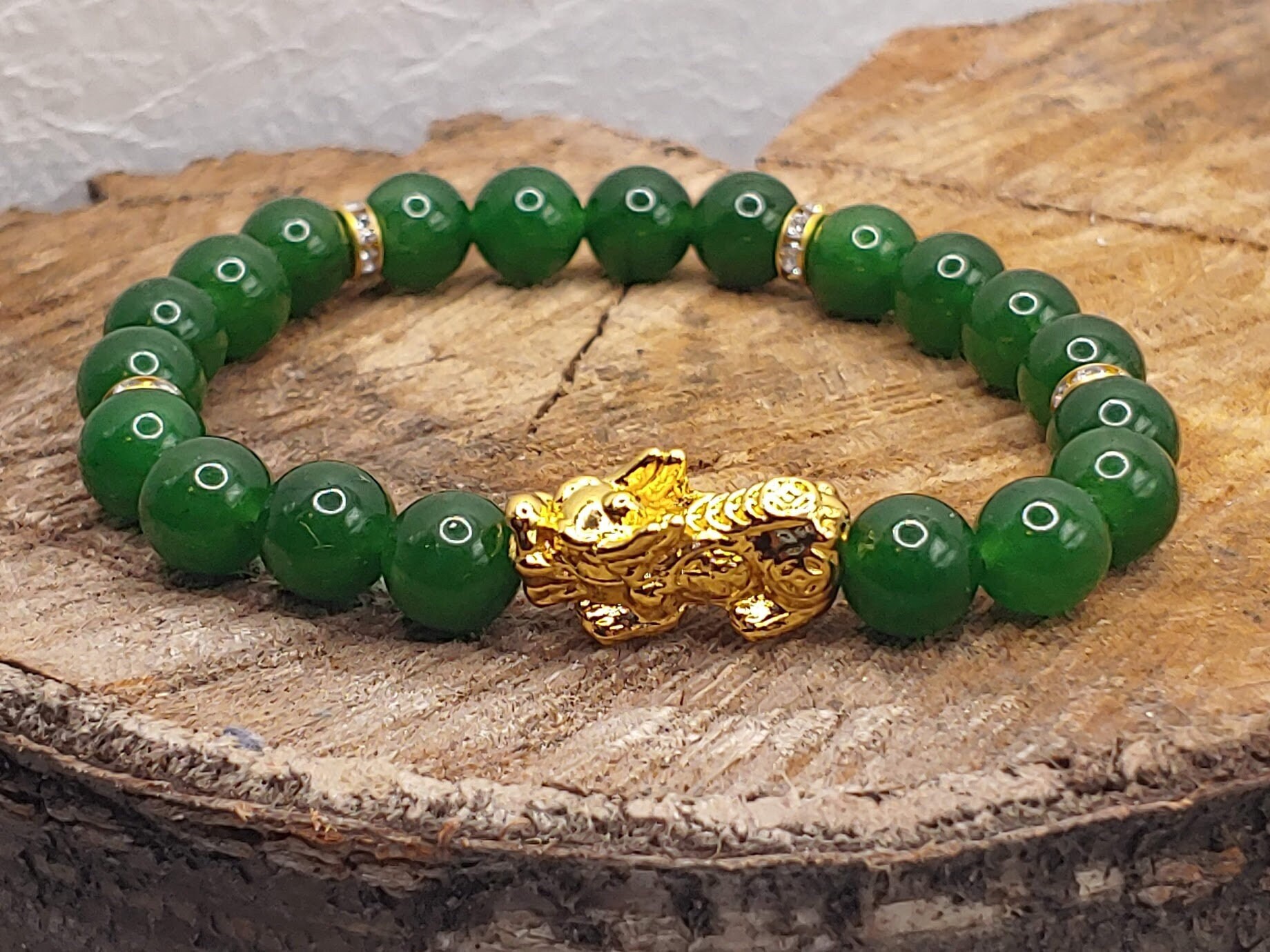 Pixiu Jade Bracelet Luck Bracelet Genuine Crystal Pixiu With 24K Gold Plated Dragon Pixiu Protection Bracelet Pixiu Jade Bracelet Etsy