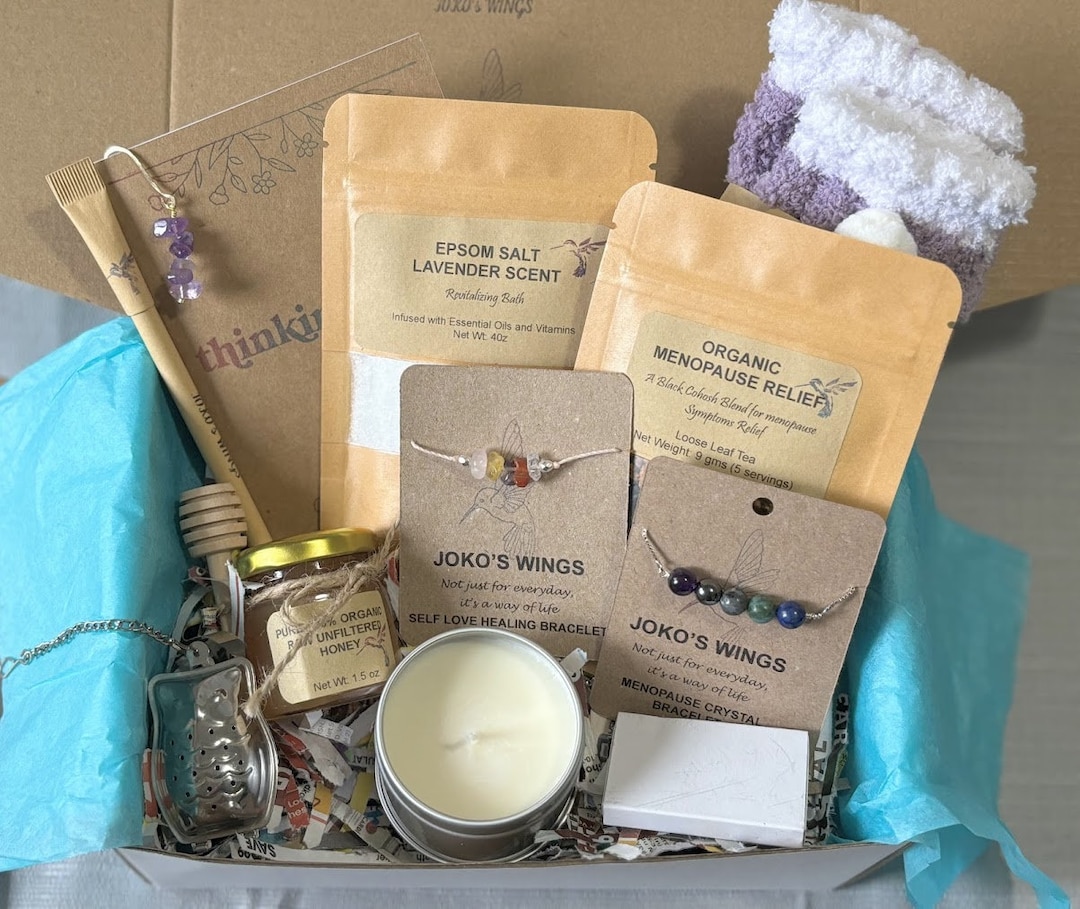 Menopause Tea Gift Box: Organic Tea, Crystal Bracelet, Self Care Set - Etsy