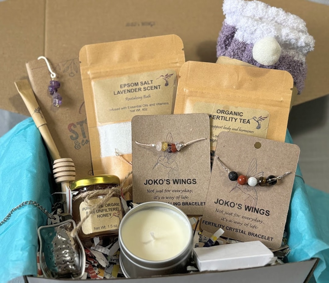 Fertility Gift Box: Organic Tea, Crystal Bracelet, Honey & Soy Candle ...