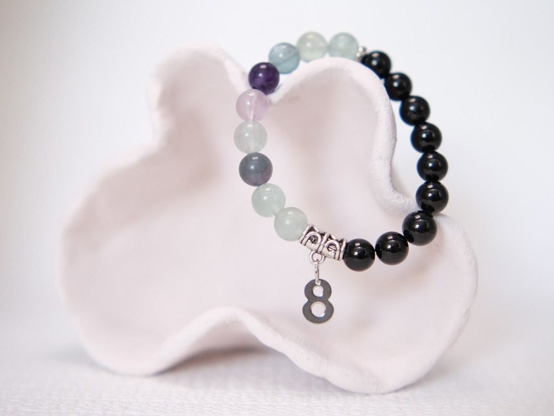 Life Path Number 8 Bracelet Crystal Black Tourmaline and Fluorite Life ...