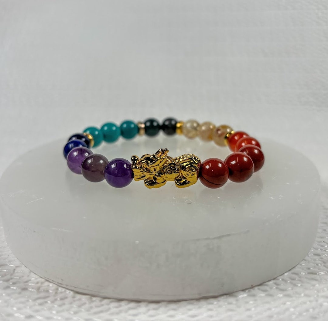 Chakra Bracelet: Gemstone Pixiu Dragon, Feng Shui Reiki Healing - Etsy