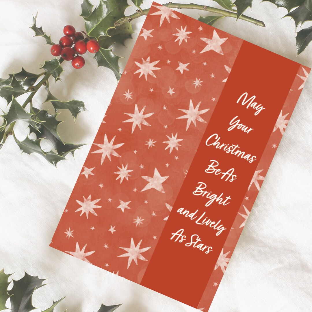 Stars Christmas Card, Printable and Downloadable Instant Greeting Card ...