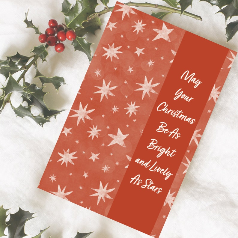 Stars Christmas Card, Printable and Downloadable Instant Greeting Card ...