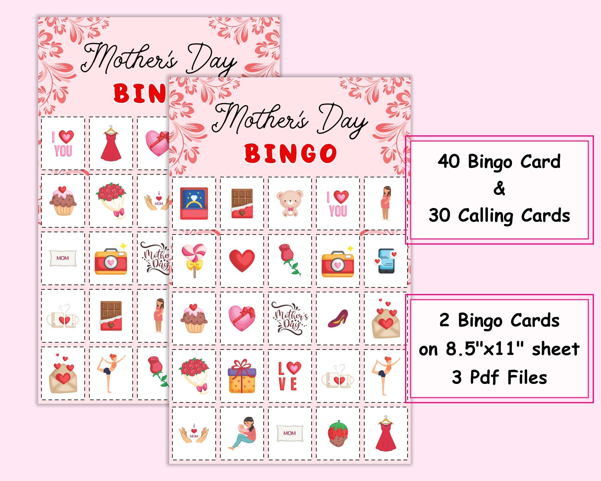 New Mother's Day Bingo Printable Mother's Day Game Mom Bingo Mother's ...