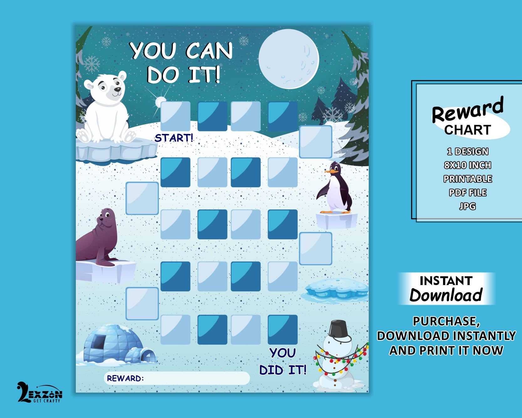 Winter Animals Reward Chart Printable Behavior Chart Daily Chore Chart ...