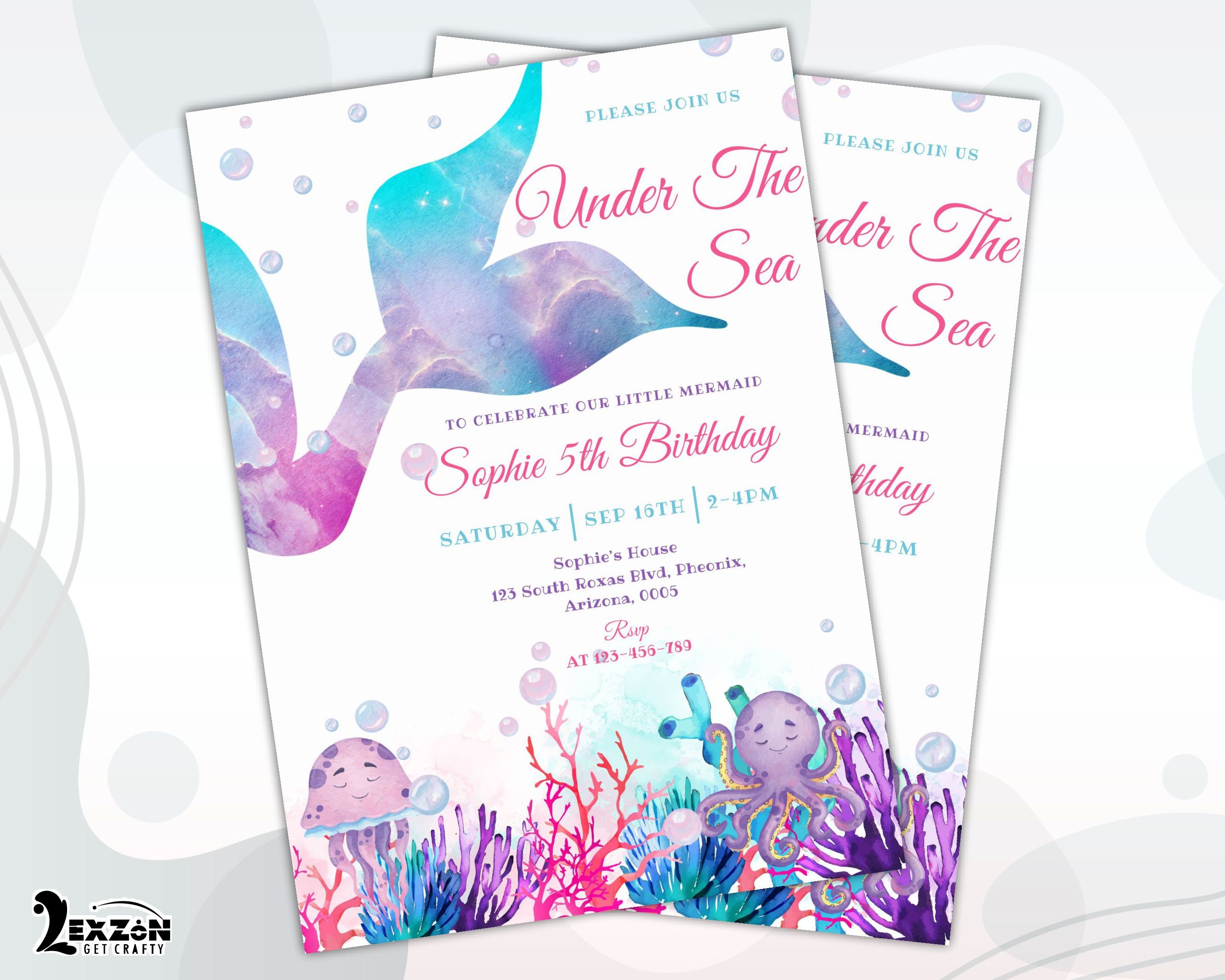 Under the Sea Birthday Invitation Template, Editable Ocean Party Invite ...