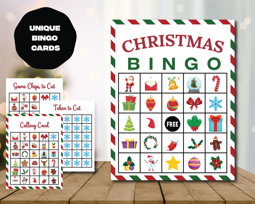 Christmas Bingo, Unique Bingo Cards, Kids' Christmas Activity ...