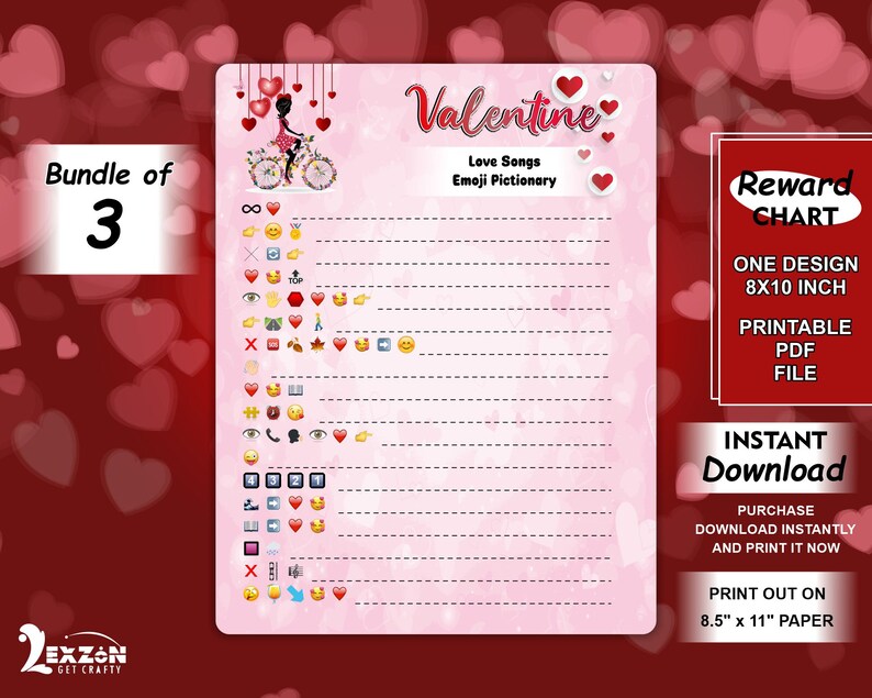 Romantic Movie Emoji Pictionary 3 Games / Valentine's Day Emoji ...