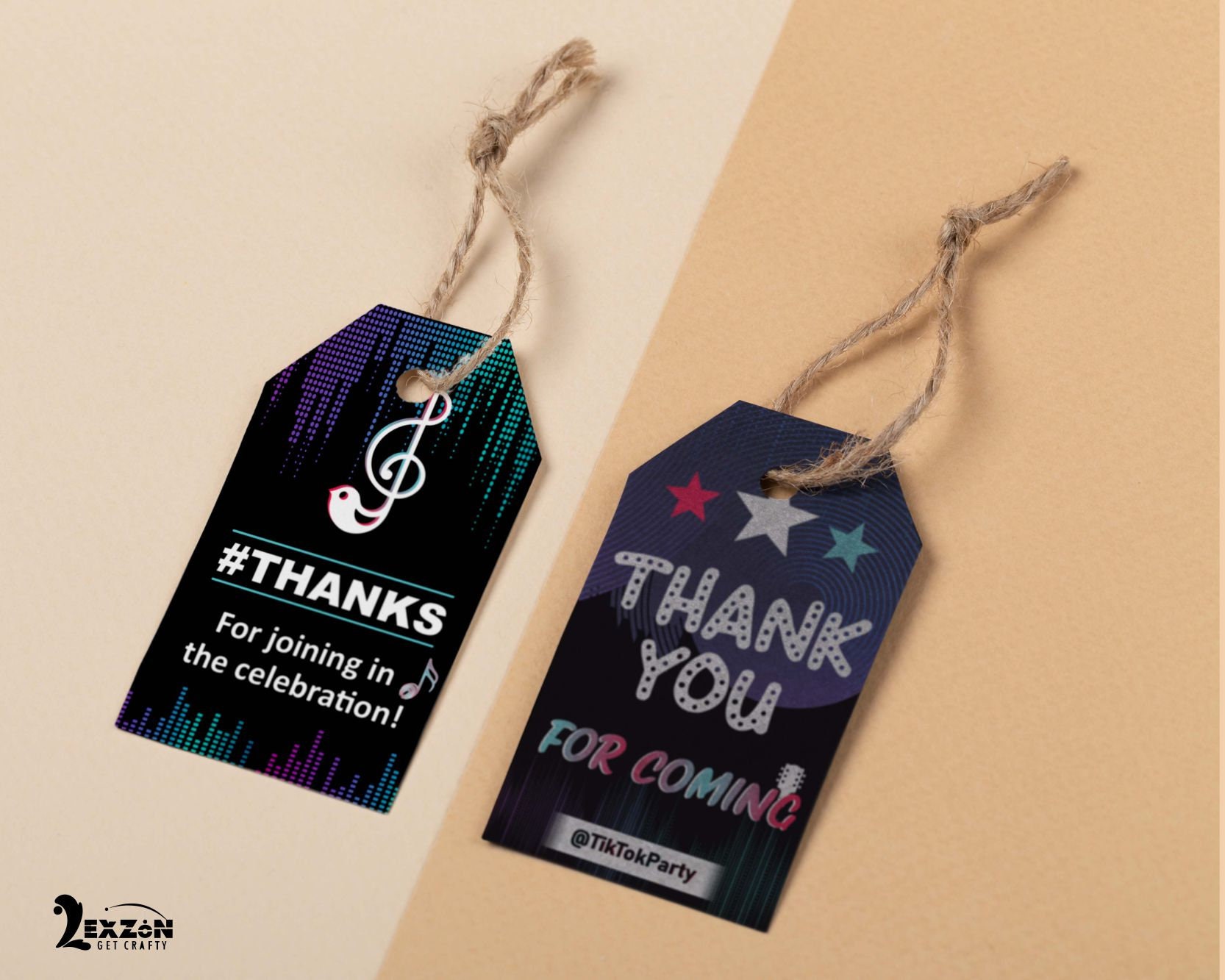 Tiktok Inspired Thank You Tags Printable Tik Tok Birthday Label Musical ...