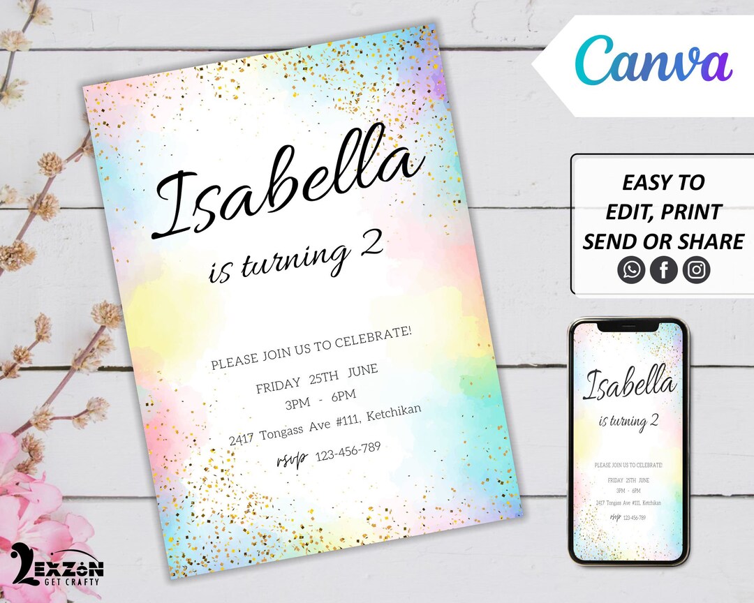 DIY Digital Wedding Invitation, Canva Template, Electronic Wedding ...