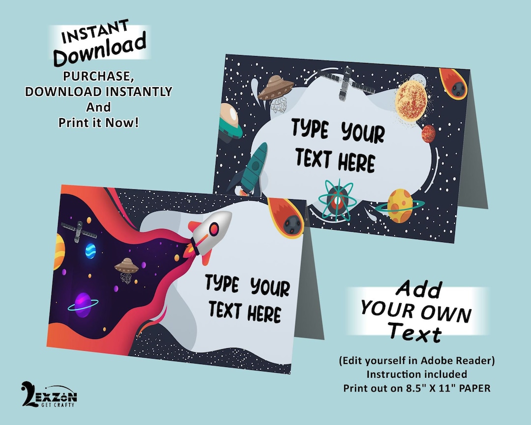 Outer Space Food Card | Printable Astronaut Buffet Label | EDITABLE ...
