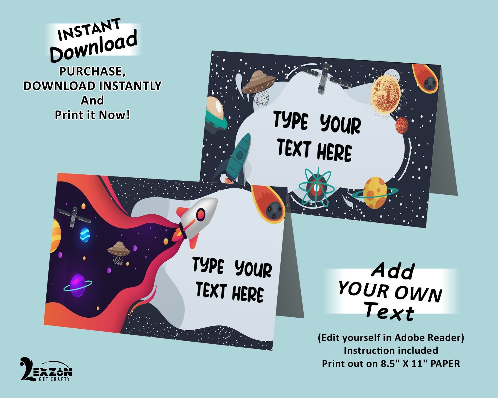 Outer Space Food Card Printable Astronaut Buffet Label EDITABLE Rocket ...
