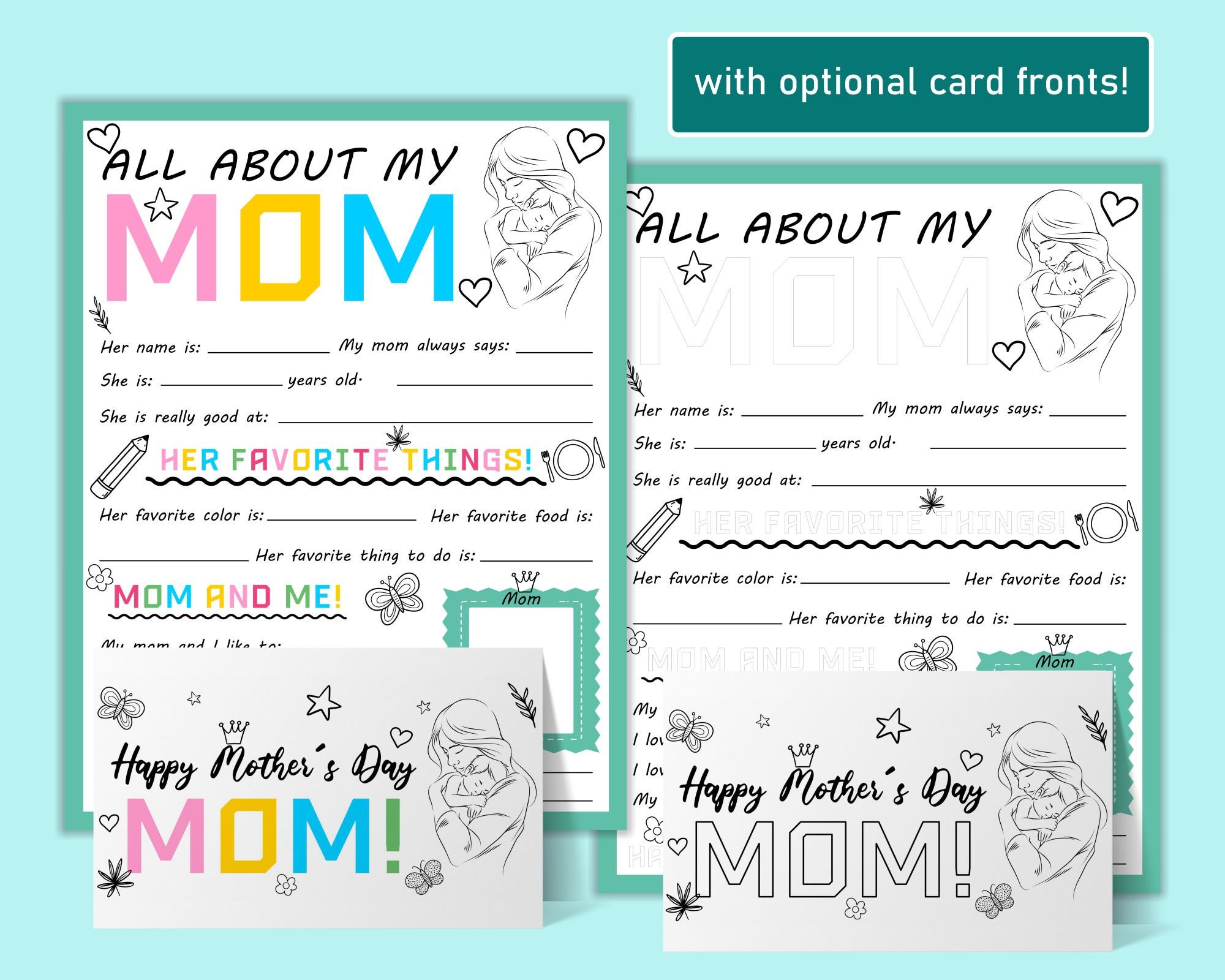 All About My Mom Printable, Mother's Day Card, Mother's Day Printable ...
