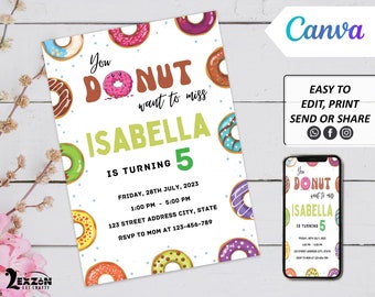 Editable Donut Invitation - Canva Template - Etsy UK
