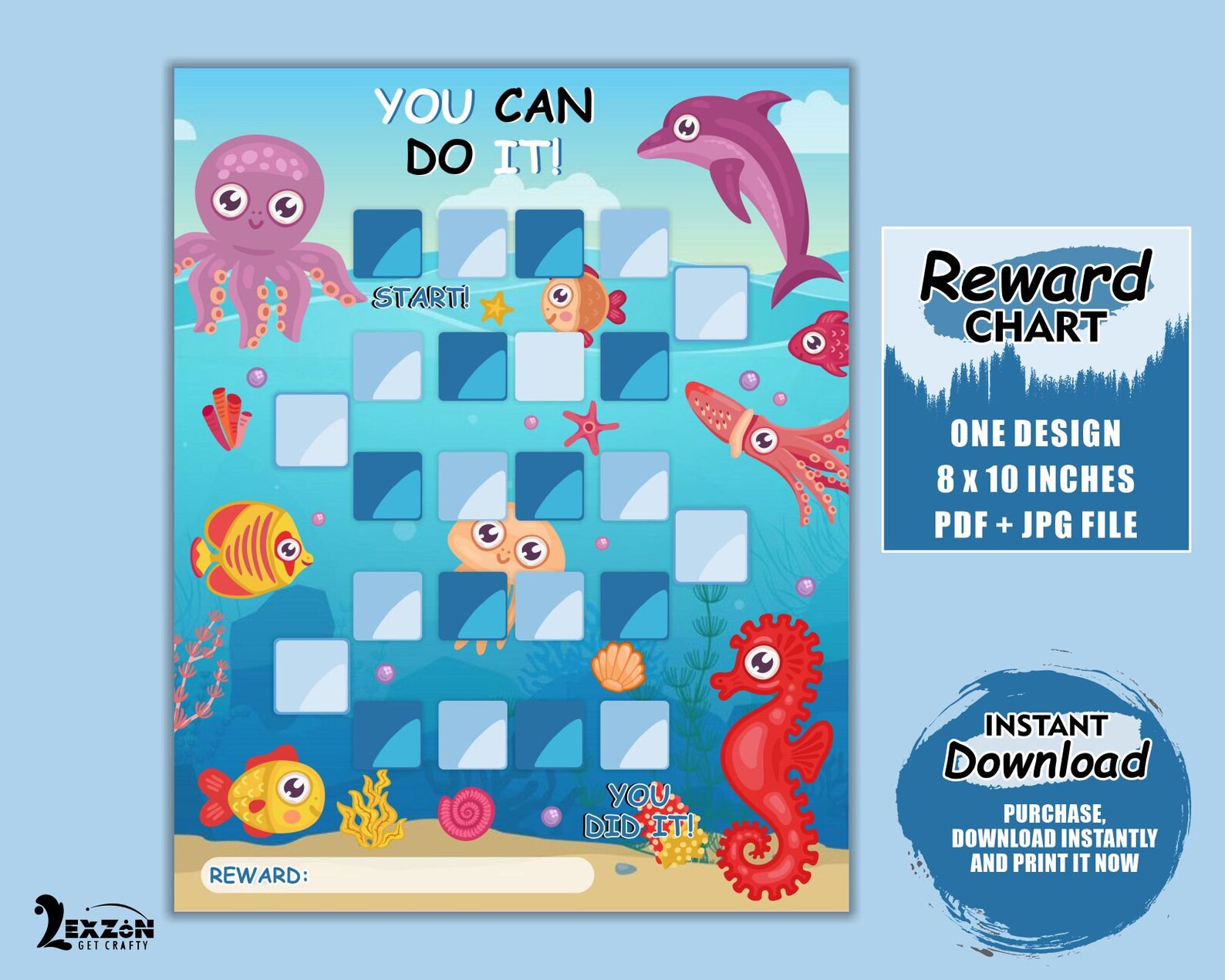 Under the Sea Reward Chart Printable Sea Animals Behavior Chart Daily ...