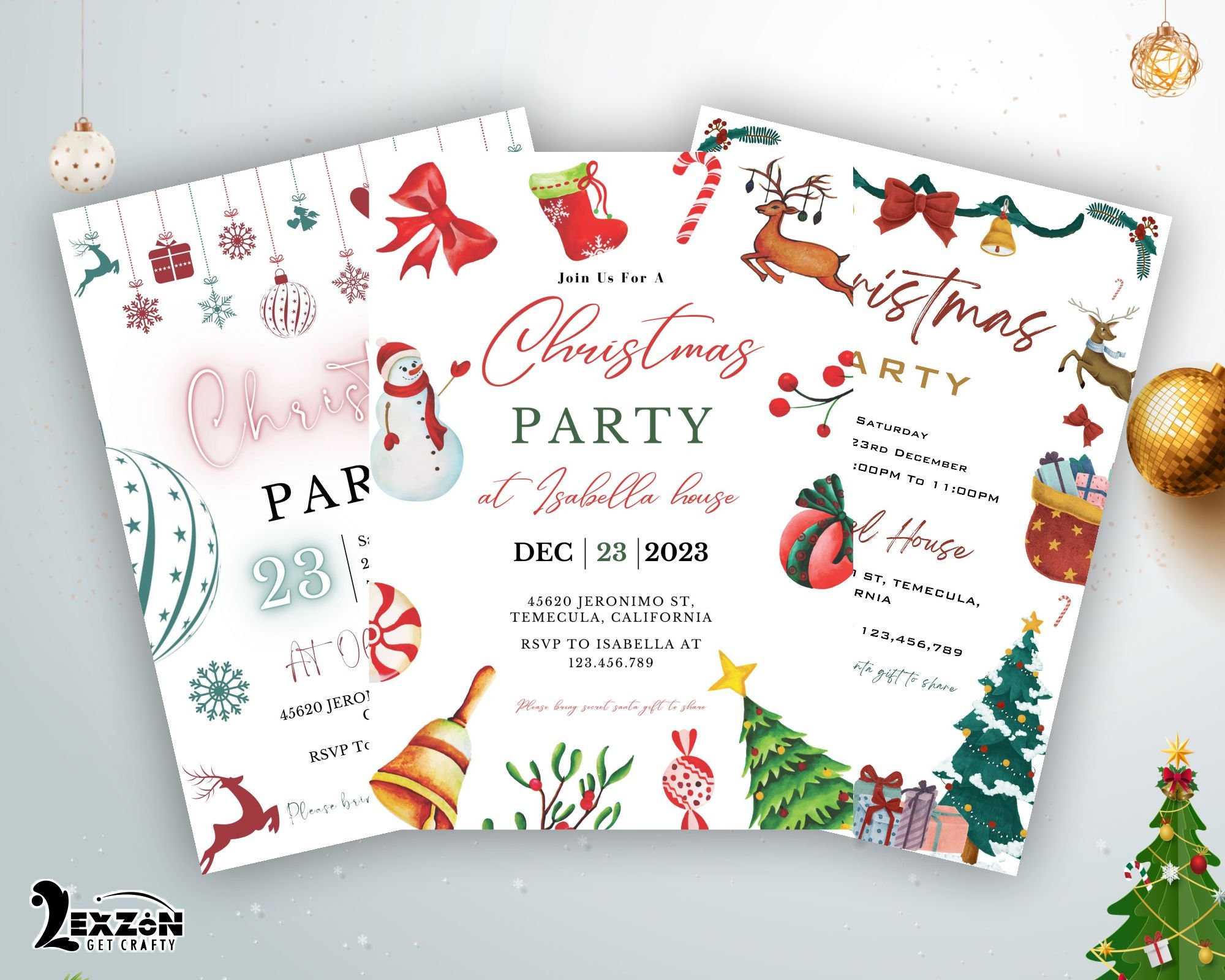 Editable Christmas Canva Template Bundle Christmas Party - Etsy