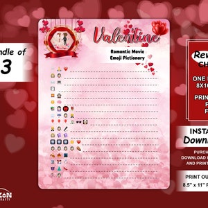 Romantic Movie Emoji Pictionary 3 Games / Valentine's Day Emoji ...