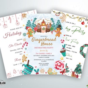 Editable Christmas Canva Template Bundle Christmas Party Invitation ...