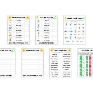 Kids Morning / Bedtime Routine Charts, Cute Printable Checklist ...