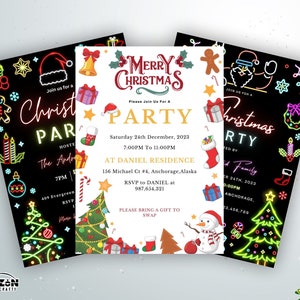 Editable Christmas Canva Template Bundle Christmas Party Invitation ...