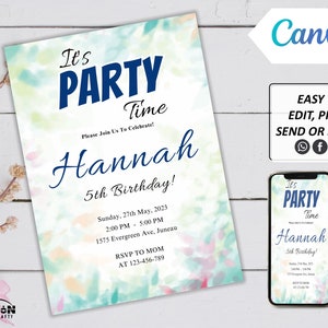 DIY Digital Birthday Invitation, Canva Template, Electronic Birthday ...