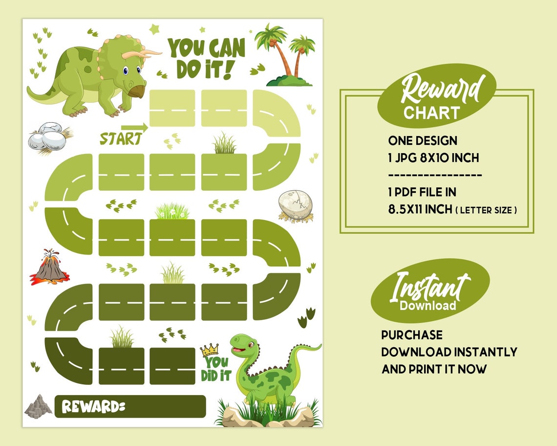 Printable Dinosaur Reward Chart Dinosaur Kids Behavior Chart Instant ...