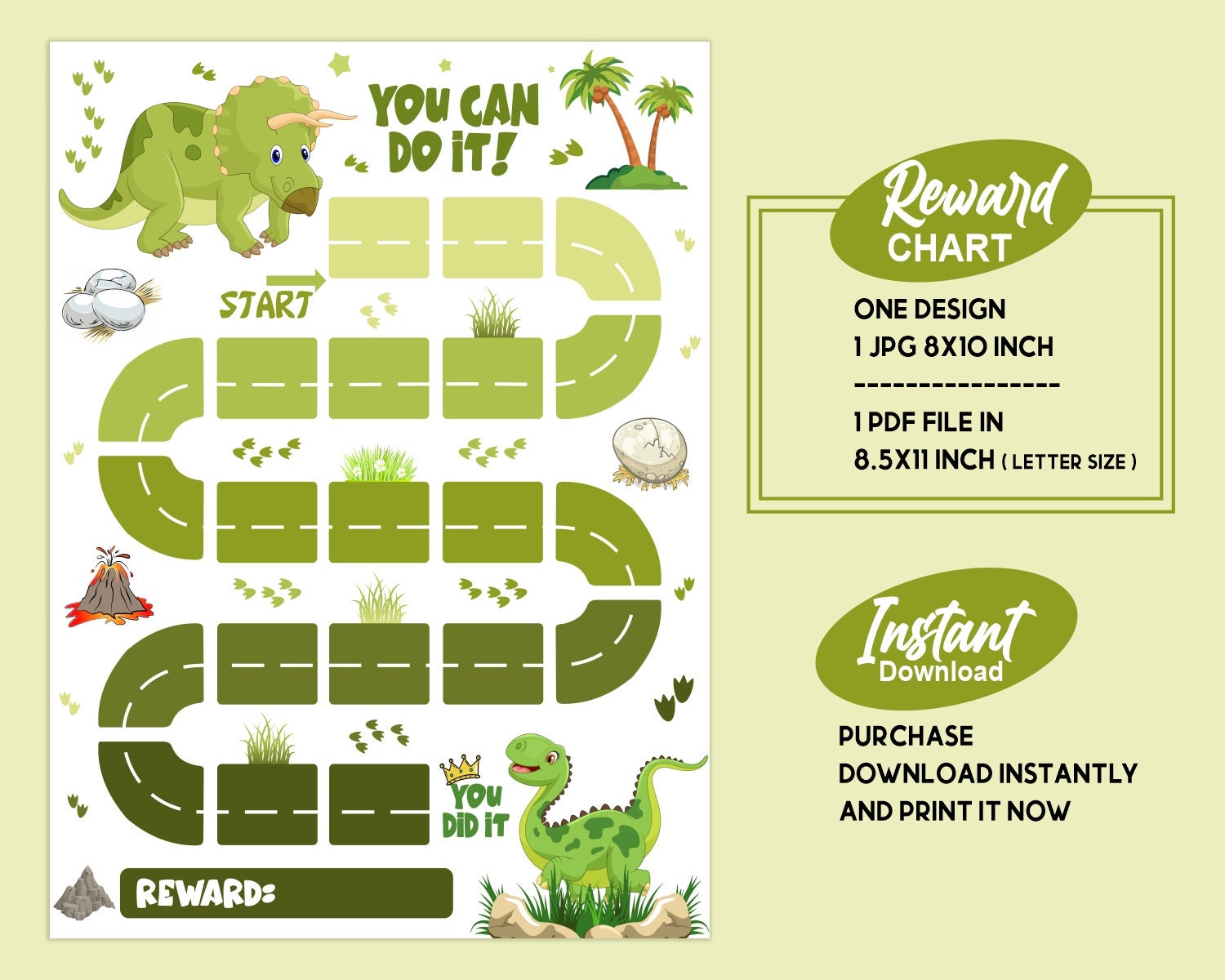 Printable Dinosaur Reward Chart Dinosaur Kids Behavior Chart Instant ...