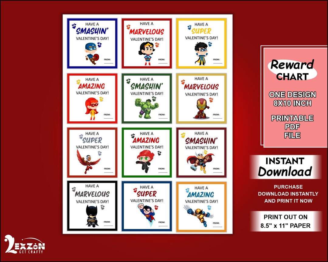 Superhero Valentine | Valentine's Day Tag | Editable Valentine ...